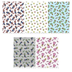 Nintendo Mario Fabric by the Fat Quarters FQ 100% Cotton Game Classic ...