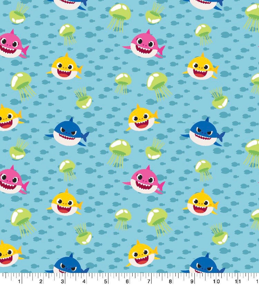 Baby Shark Print Fabric by the Yard FBTY Fat Quarters FQ Half 100% ...