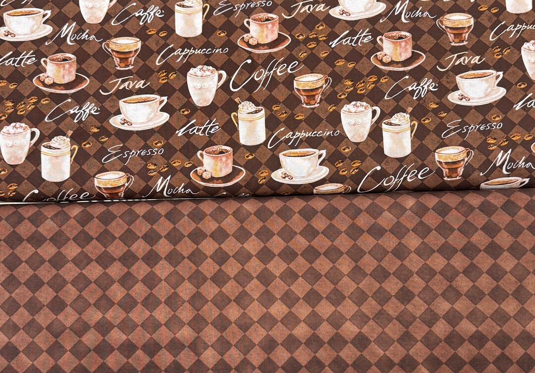 Coffee Latte Espresso Java Fat Quarter LOT Bundle Set of 2 FQ Half Many ...