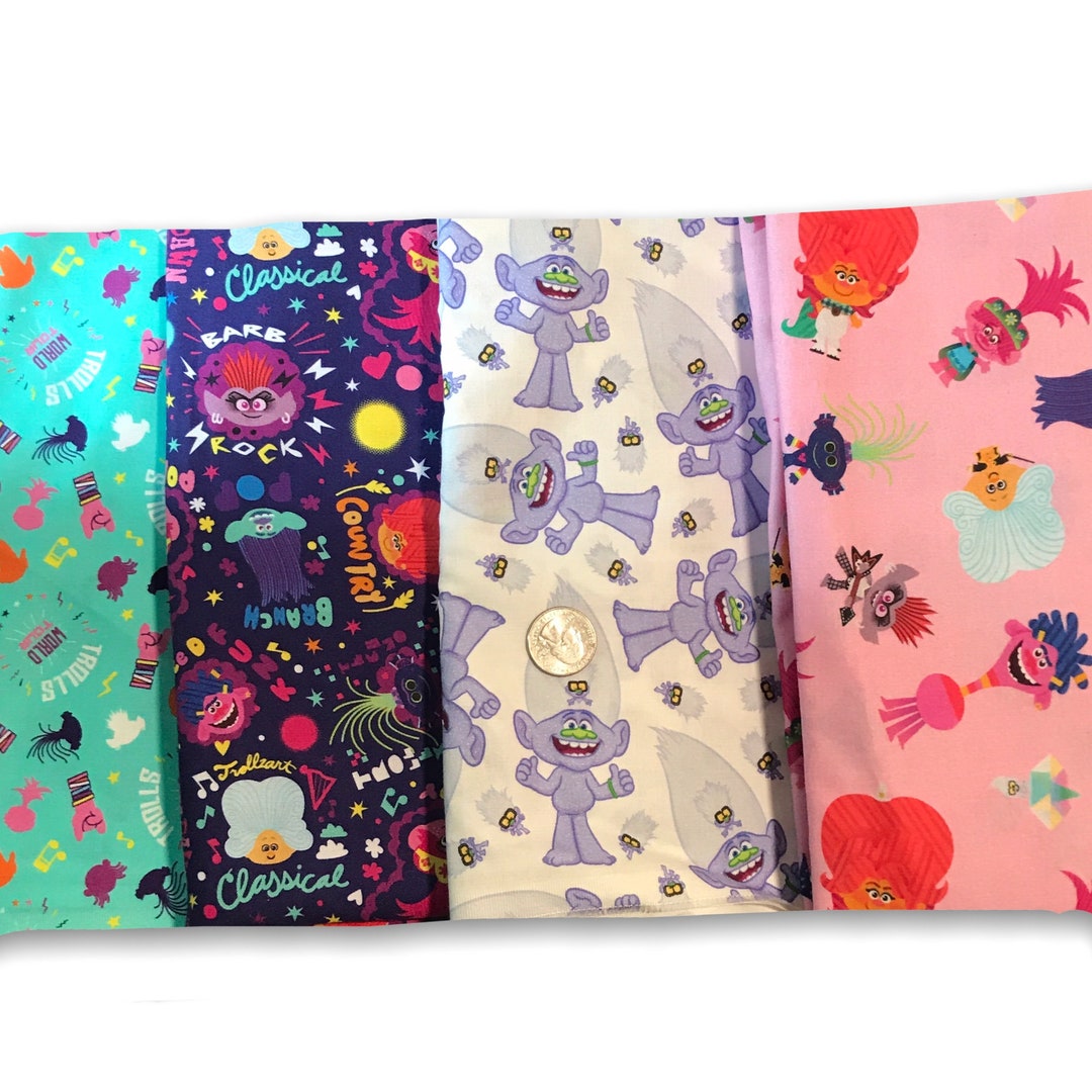 Trolls Fabric by Fat Quarter FQ Half Yard Many Patterns Available 100% ...