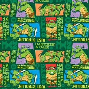 TMNT Teenage Mutant Ninja Turtles in a Half Shell Fabric by the Yard ...