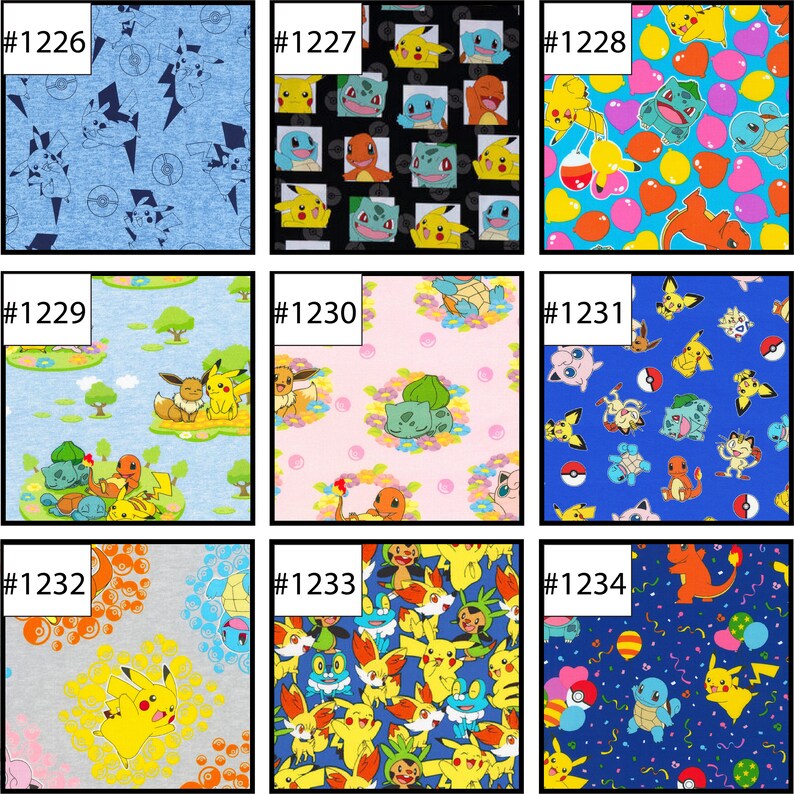 Pokeball Pokemon Jigglypuff Pikachu Squirtle Print Fabric by the Yard ...