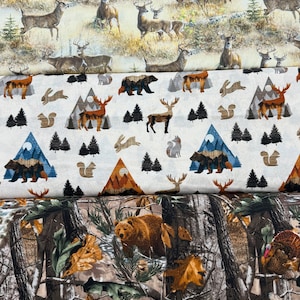 Green Wild Wings Scenic Country Deer Hunting Woodland Animals Fabric by ...