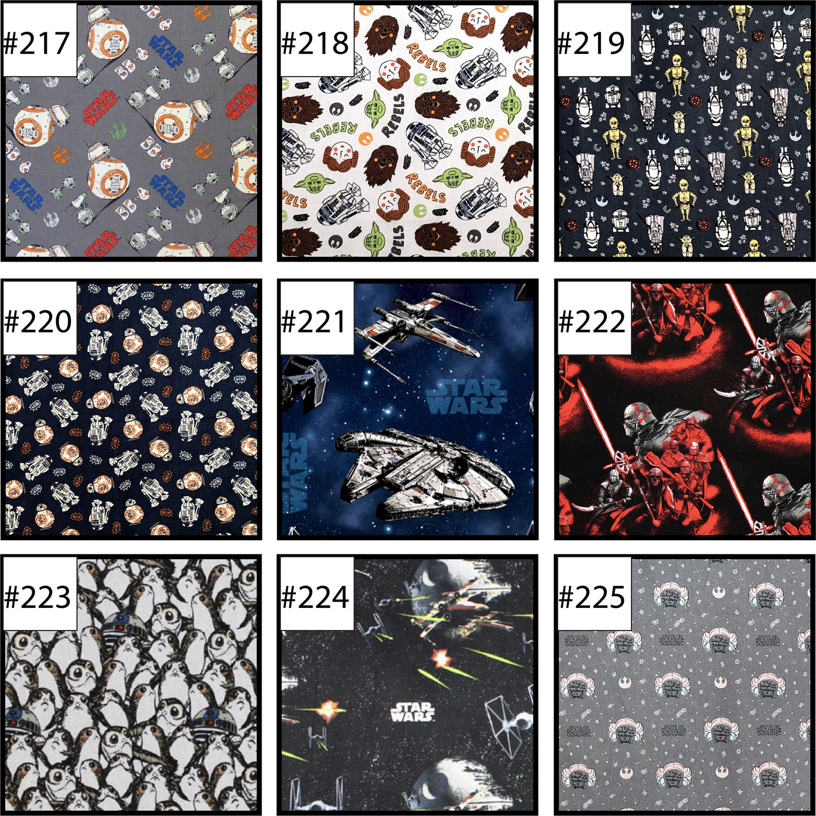 Star Wars Many Designs Fabric by the Yard 100% Quilters Cotton - Etsy