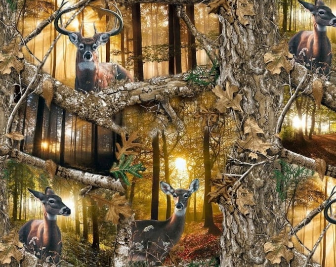 Realtree Edge Daybreak Country Deer Hunting Woodland Animals Fabric by ...