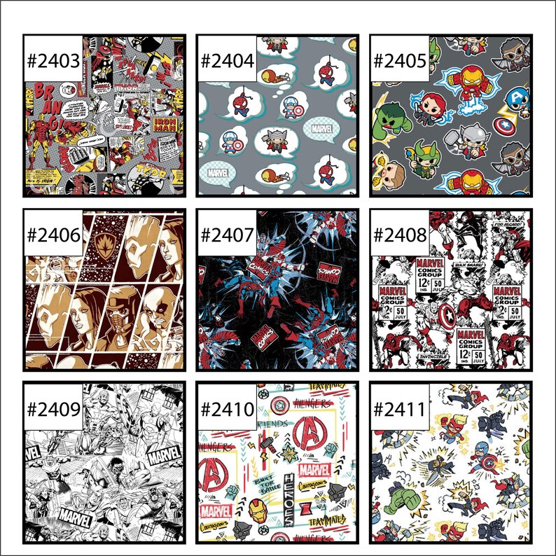 Marvel Fabric by the Yard FBTY Fat Quarters FQ Half 100% Cotton Comics ...