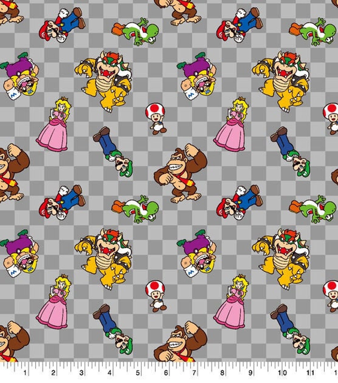 Nintendo Multi Mario Kart Fabric by the Fat Quarters FQ 100% Cotton ...