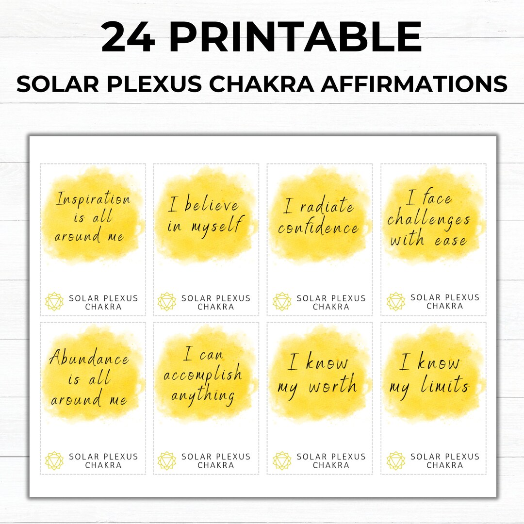 Printable Solar Plexus Chakra Affirmation Cards | 24 Cards | Instant ...