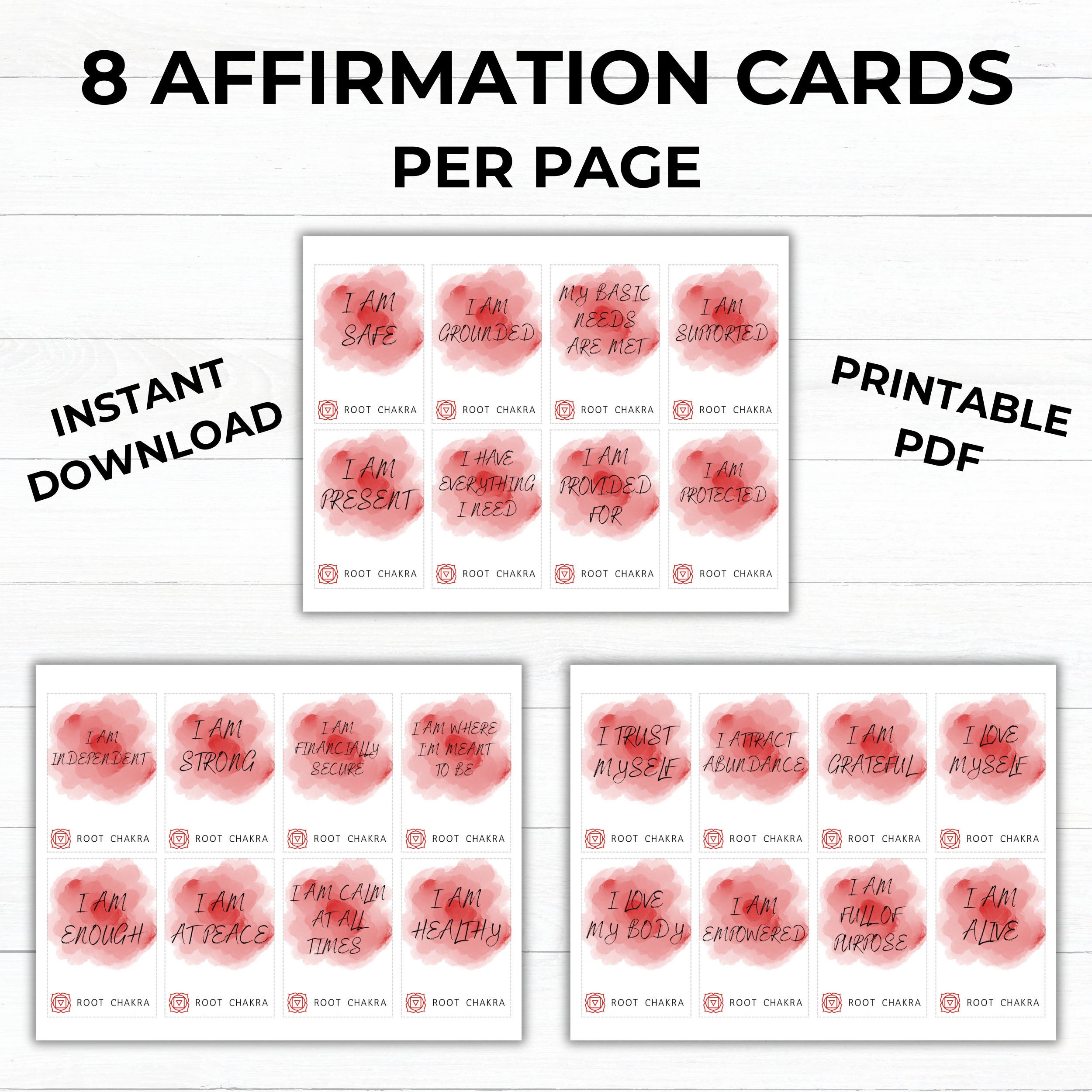 Printable Root Chakra Affirmation Cards 24 Cards Instant Download ...