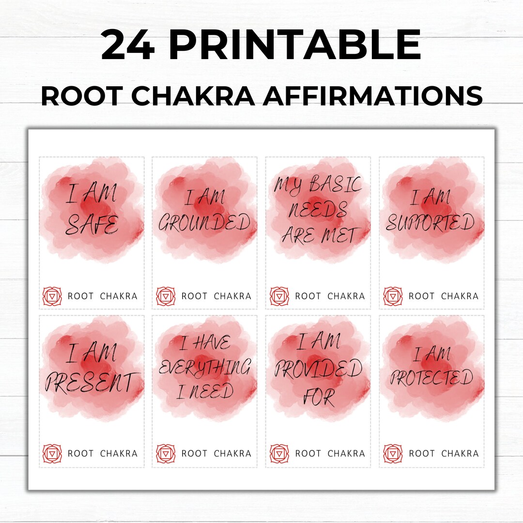 Printable Root Chakra Affirmation Cards | 24 Cards | Instant Download ...