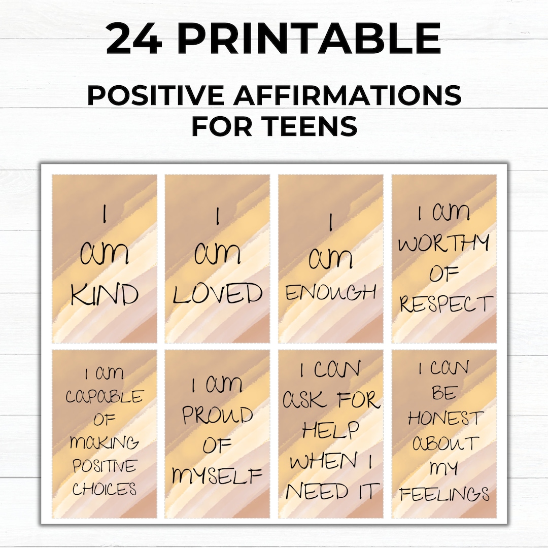 Printable Positive Affirmation Cards for Teens | 24 Cards | Chakra Balancing Affirmation ...