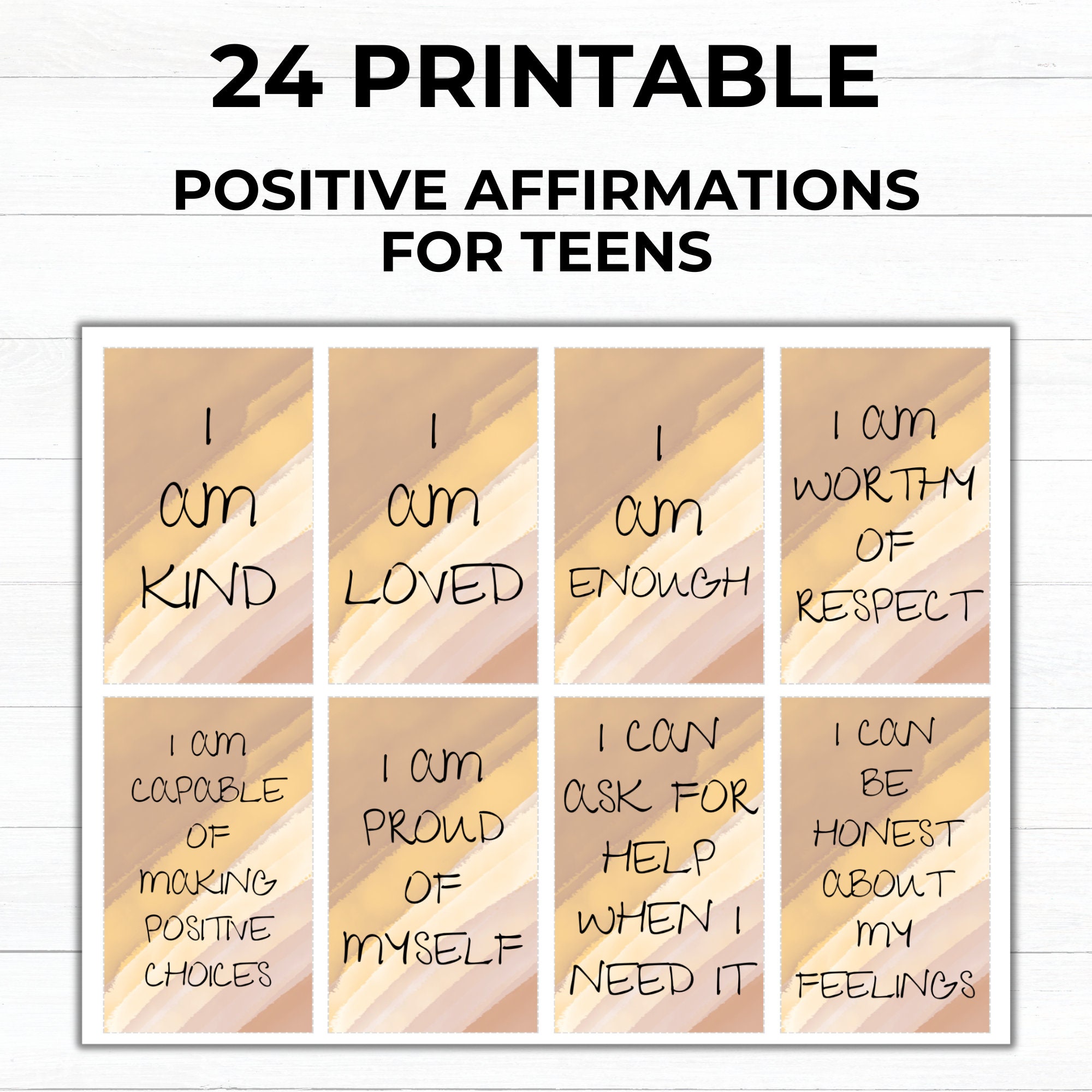 Printable Positive Affirmation Cards for Teens 24 Cards Chakra ...