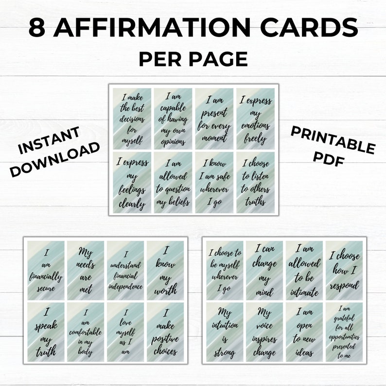 Printable Positive Affirmation Cards for Adults 24 Cards Chakra ...