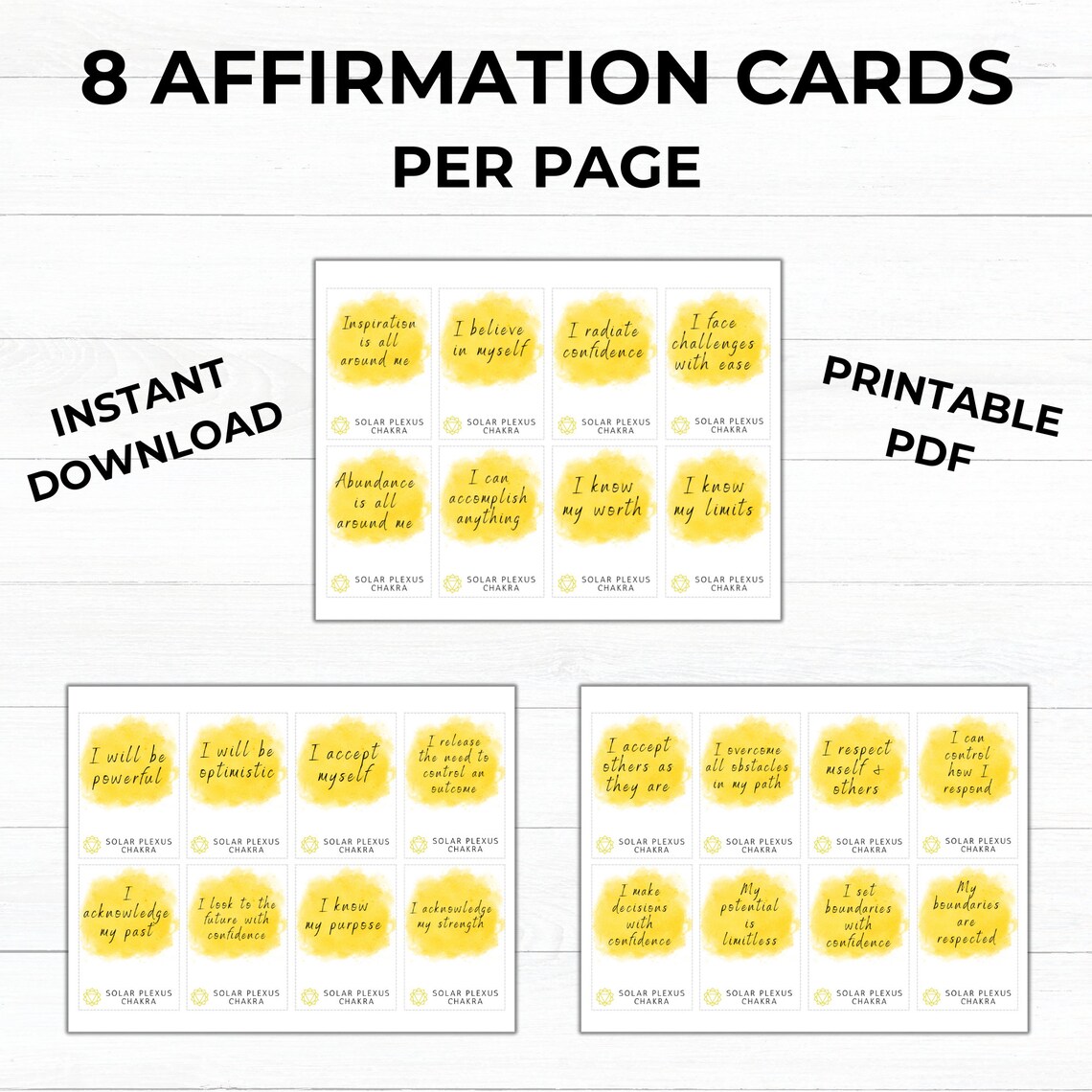 Printable Solar Plexus Chakra Affirmation Cards 24 Cards Instant ...