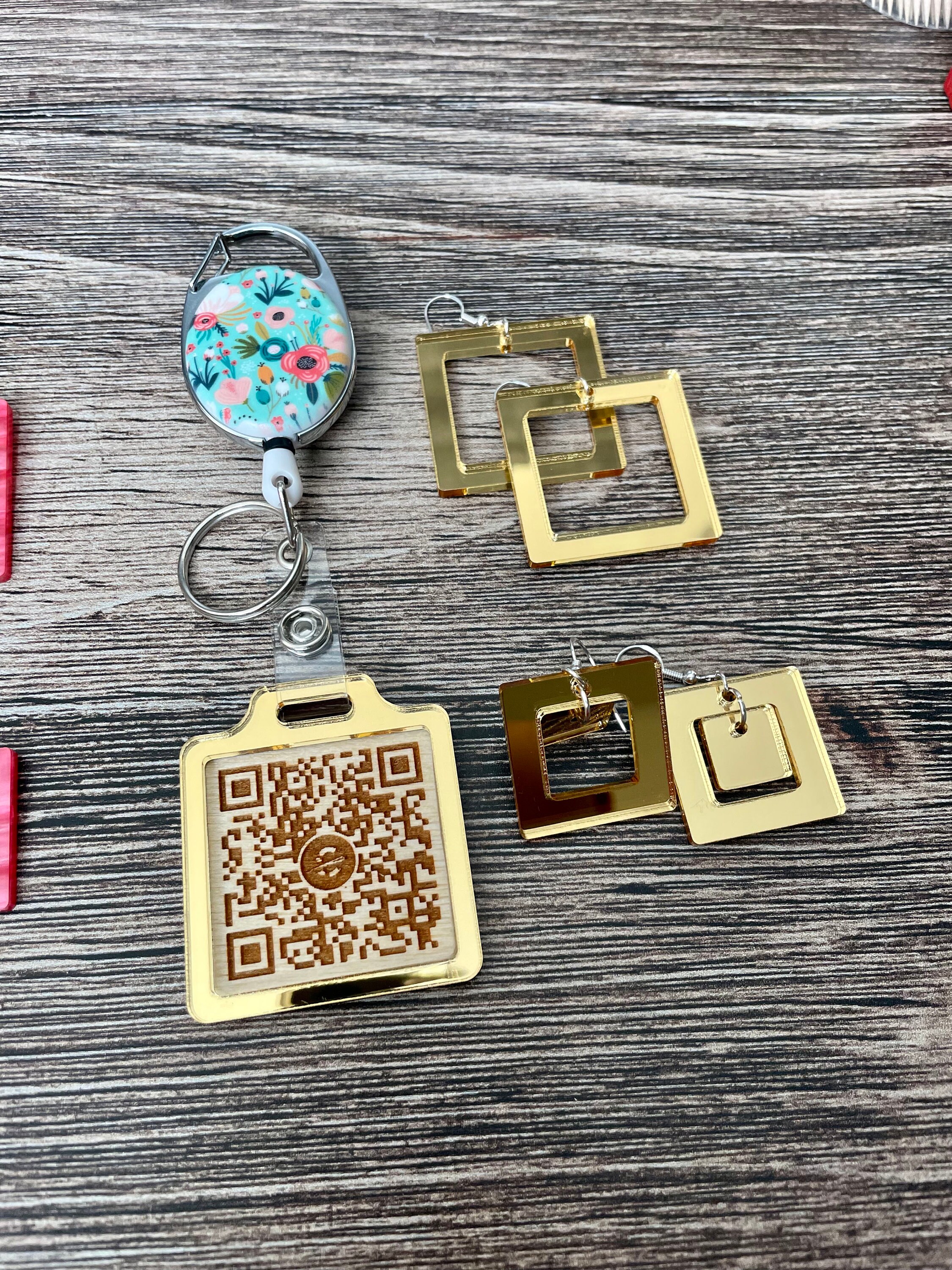 QR Code Badge and Earrings SVG/PDF Digital File - Etsy