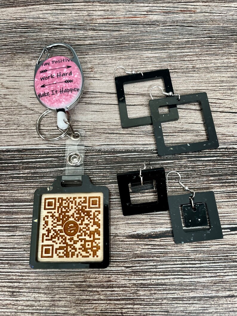 QR Code Badge and Earrings SVG/PDF Digital File - Etsy