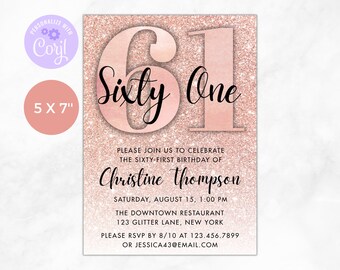 61st Birthday Invitation - Etsy