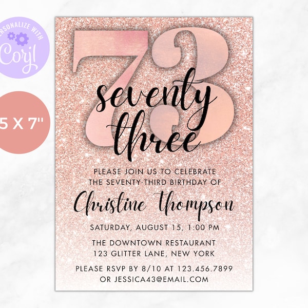 73rd Birthday Invitation - Etsy