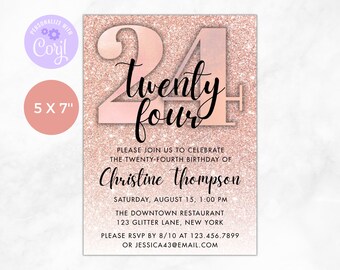24th Birthday Invitation - Etsy