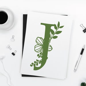 Botanical Floral Letter J Split Monogram SVG, Split Monogram SVG ...