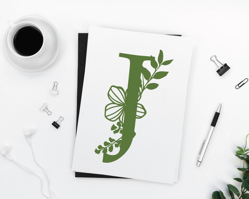 Botanical Floral Letter J Split Monogram SVG Split Monogram | Etsy