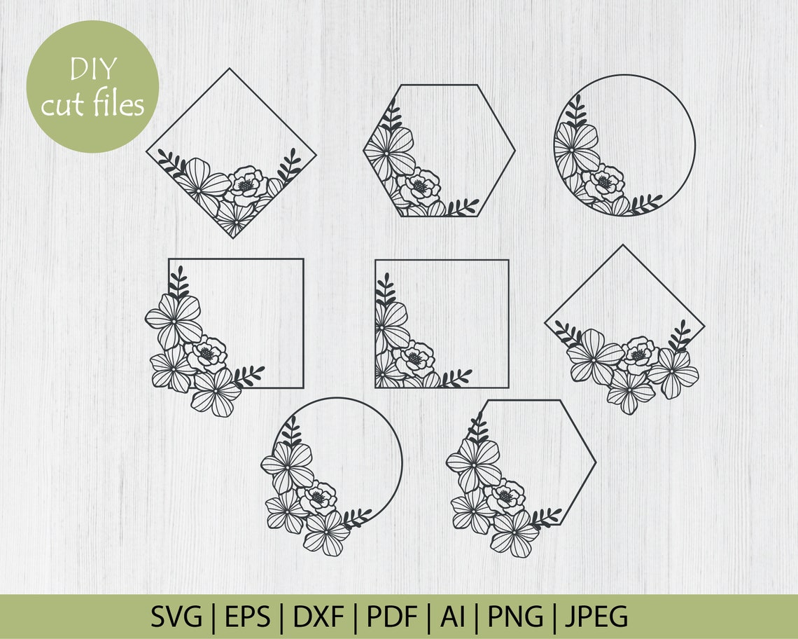 Floral Frames SVG Floral Monogram Svg Floral Border Flower | Etsy