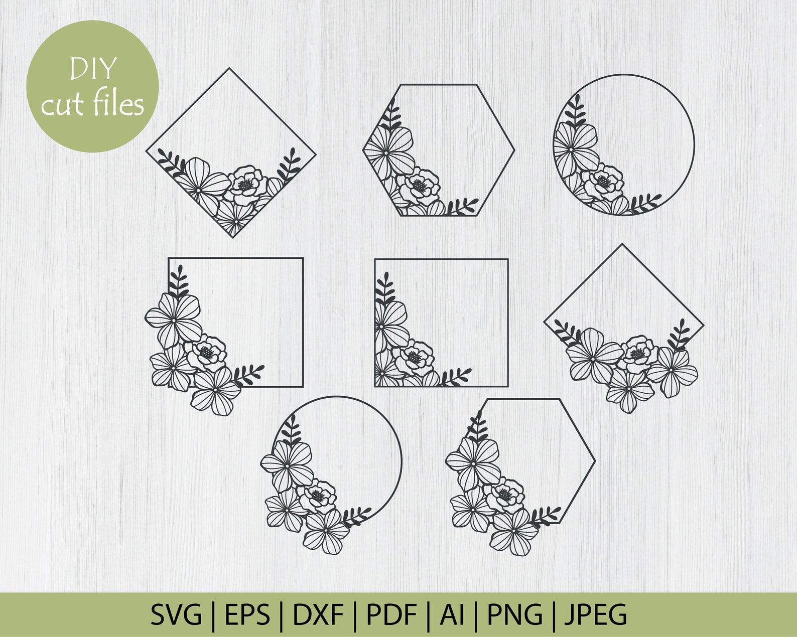 Floral Frames SVG Floral Monogram Svg Floral Border Flower | Etsy