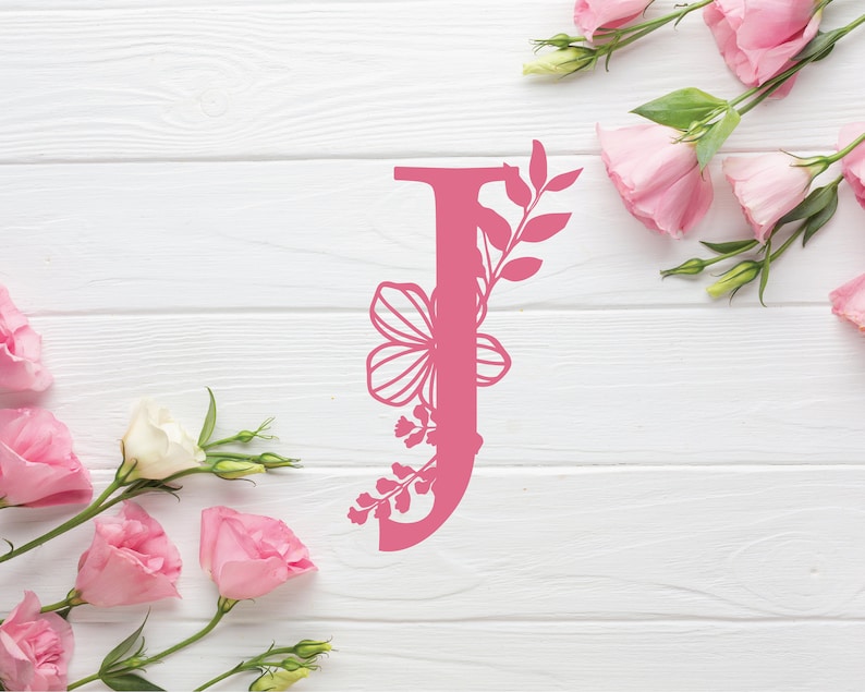 Botanical Floral Letter J Split Monogram SVG Split Monogram | Etsy