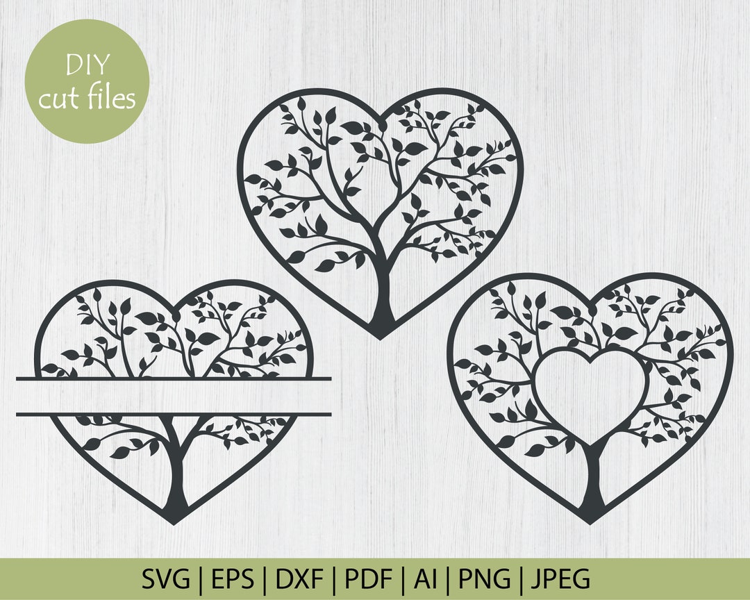 Tree of Life Svg Heart Svg Tree Heart Frame Svg Split Heart - Etsy
