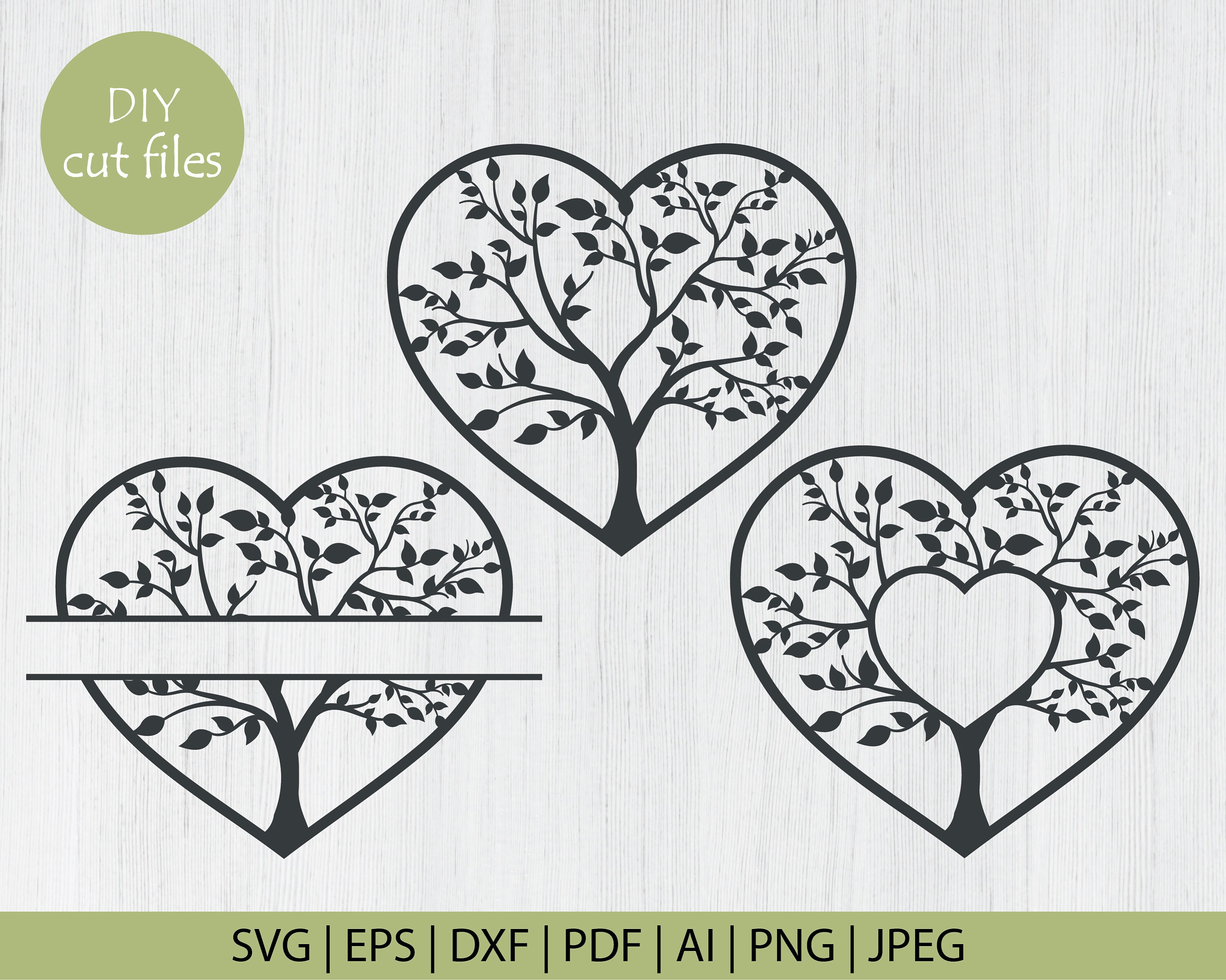 Tree of life svg Heart Svg Tree Heart Frame Svg Split Heart | Etsy