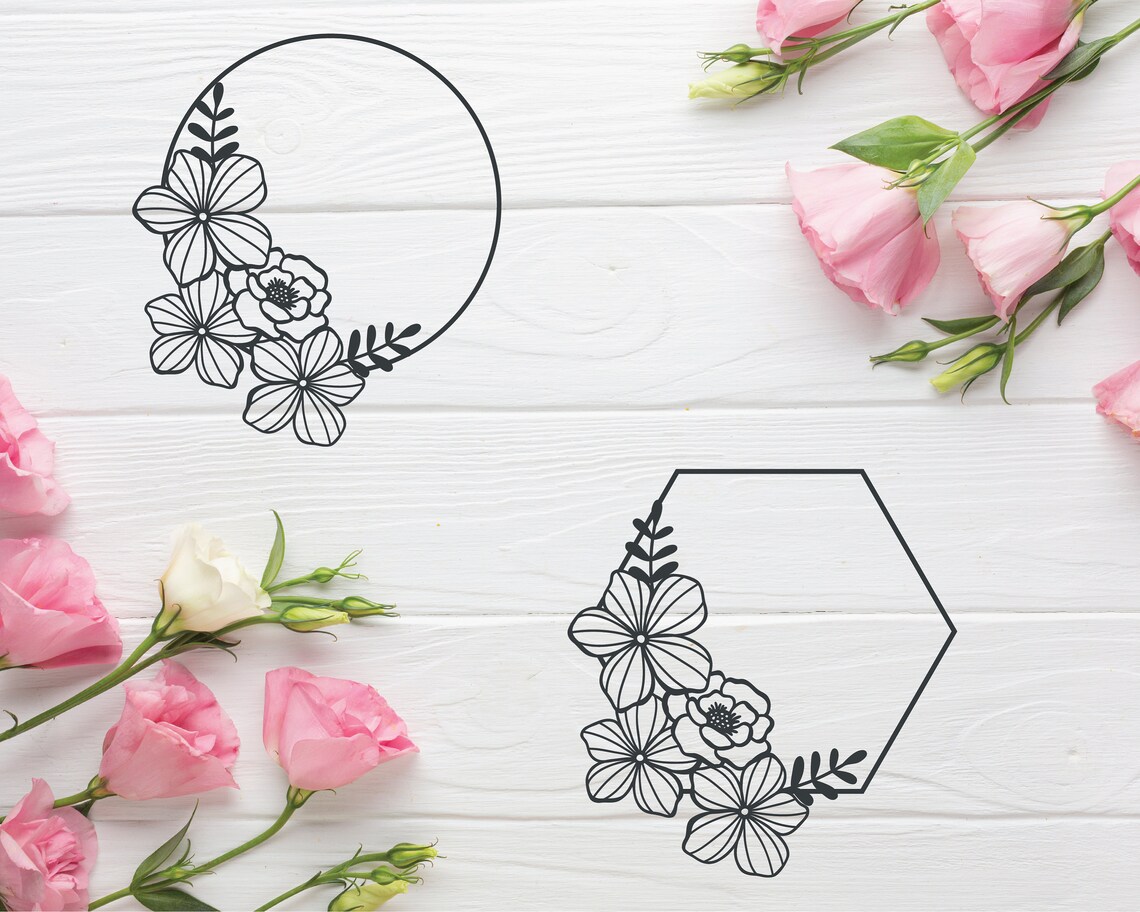 Floral Frames SVG Floral Monogram Svg Floral Border Flower | Etsy