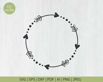 Arrow Monogram Frames SVG Files Cute Monogram Frame SVG Arrow and Dot Monogram SVG Frames Arrow ...