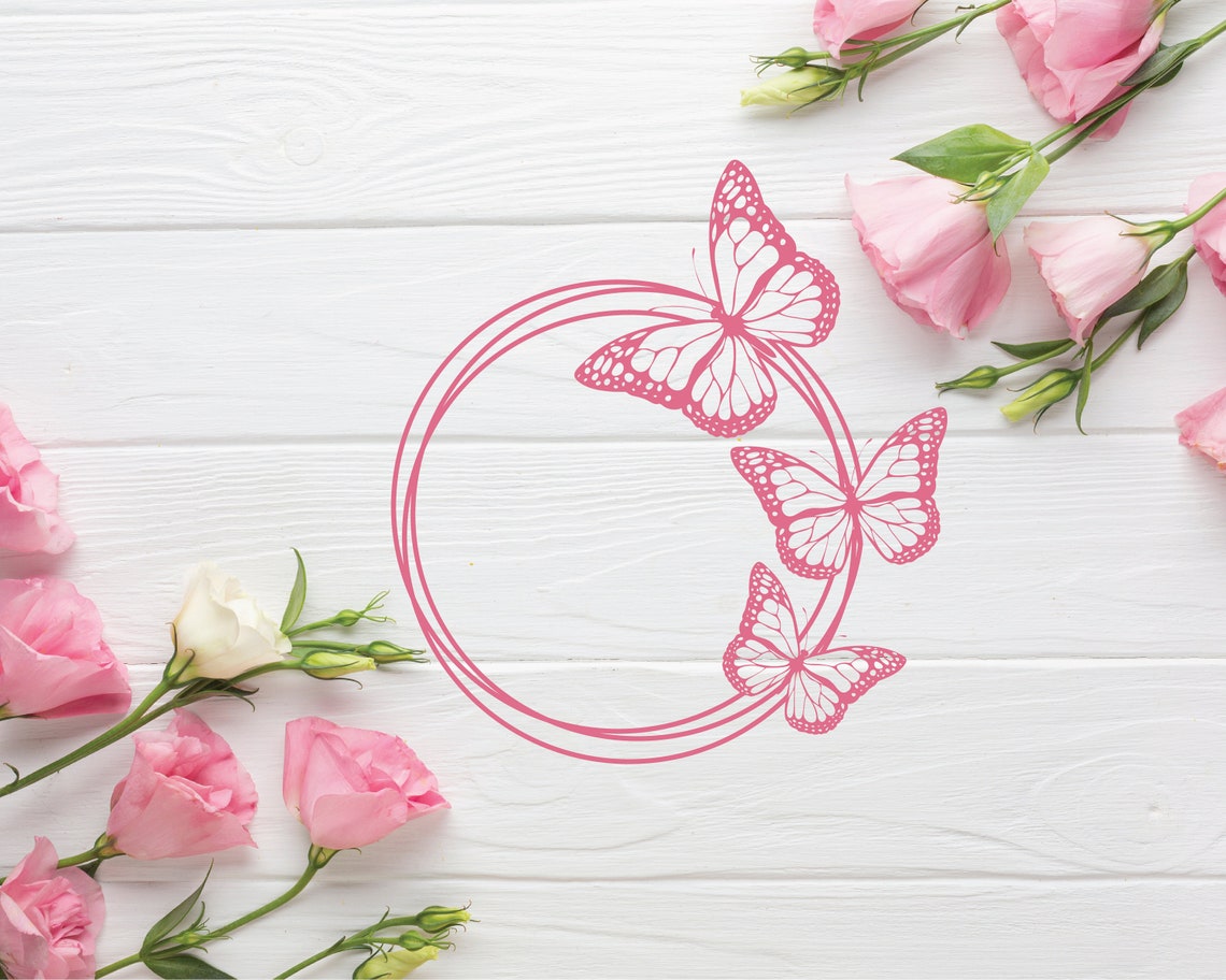 Butterfly monogram frame Butterfly Circle monogram frames | Etsy