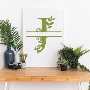 Botanical Floral Letter J Split Monogram SVG, Split Monogram SVG ...