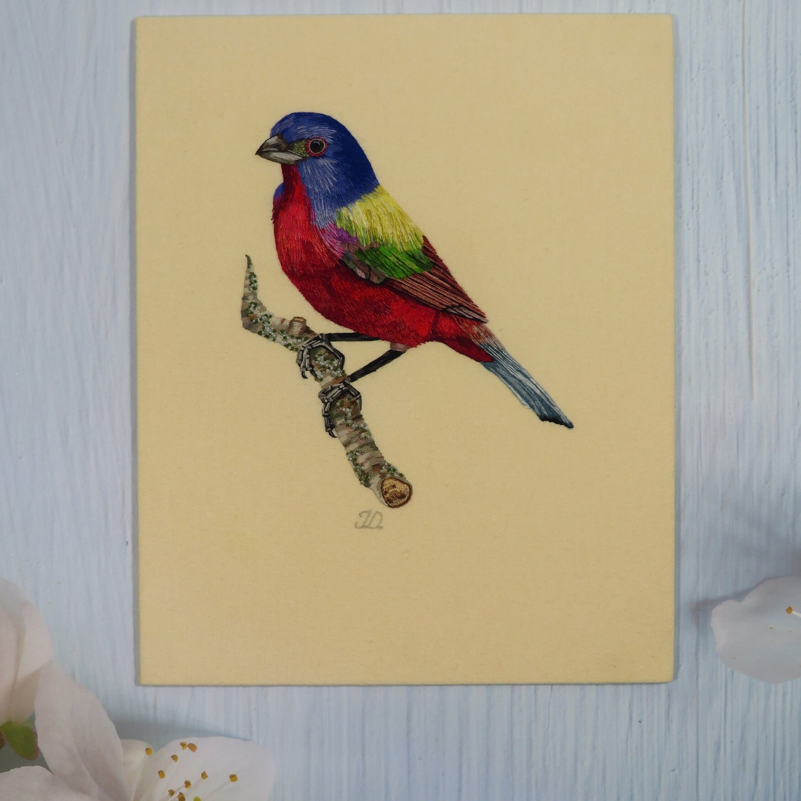 Hand Embroidery Digital Booklet, PDF Pattern of a Painted Bunting Bird ...