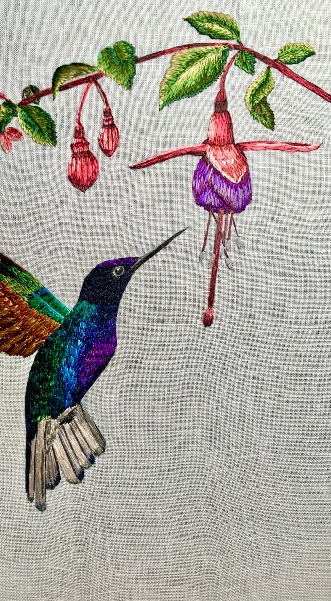 Hummingbird Hand Embroidered Artwork - Etsy