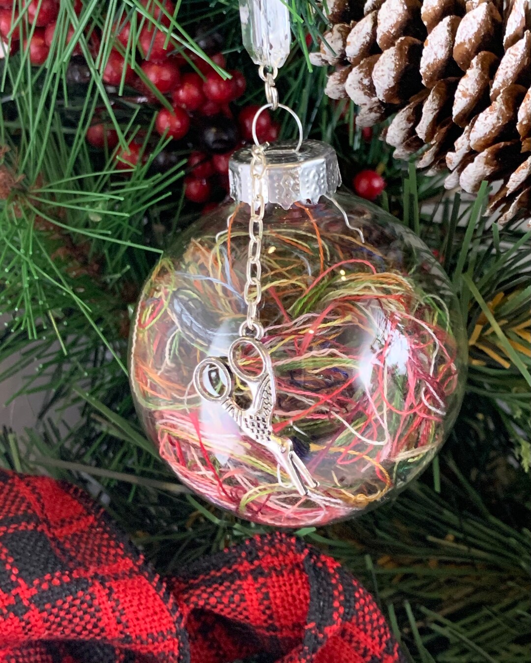 Christmas Embroidery Ornament. Silver Embroidery Scissors Charm ...