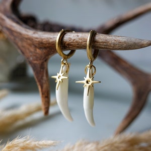 Elegance Red Fox Fang Earrings, Canine Tooth Earring, Tooth Earring ...