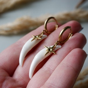 Elegance Red Fox Fang Earrings, Canine Tooth Earring, Tooth Earring ...