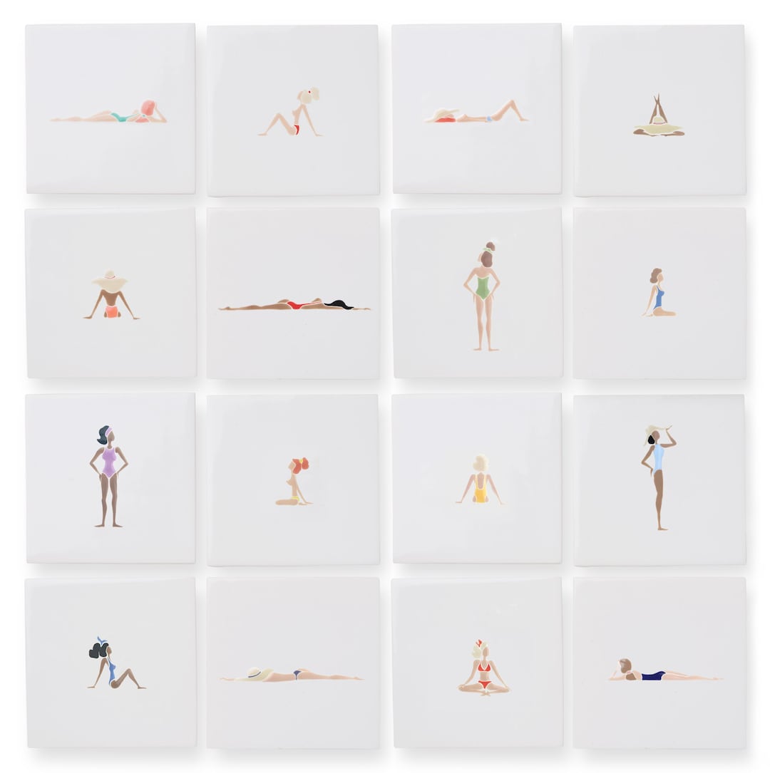 Hand Painted Ceramic Wall Tiles Sunbathing "pampelonne" Design - Etsy UK