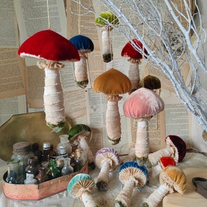 Set of 3 Velvet Mushrooms, Wall Hanging, Textile Sculpture, Fabric ...