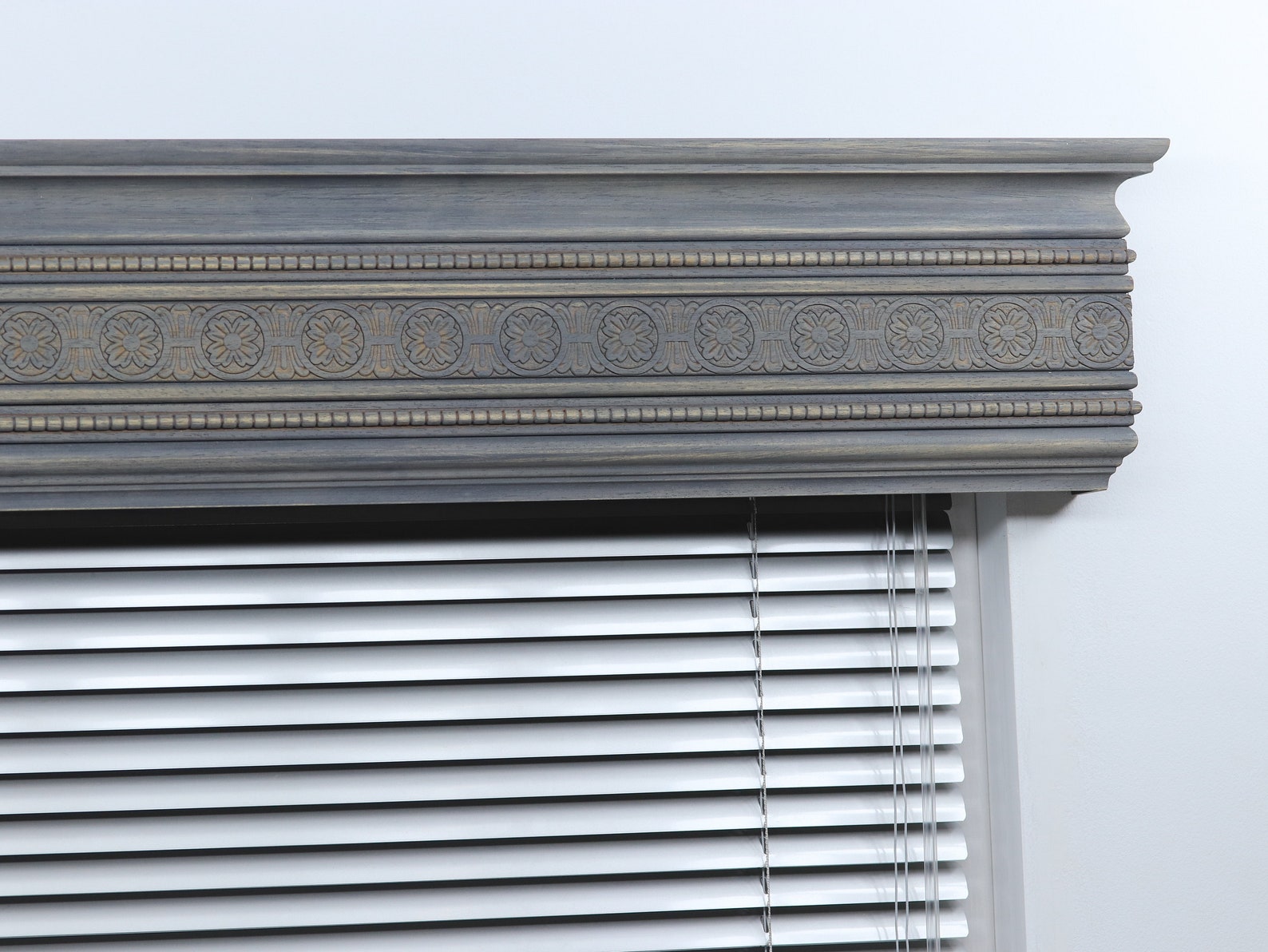 Window Valance, Cornice Board, Pelmet Box Wooden Mod. 5 Flowers Pattern ...
