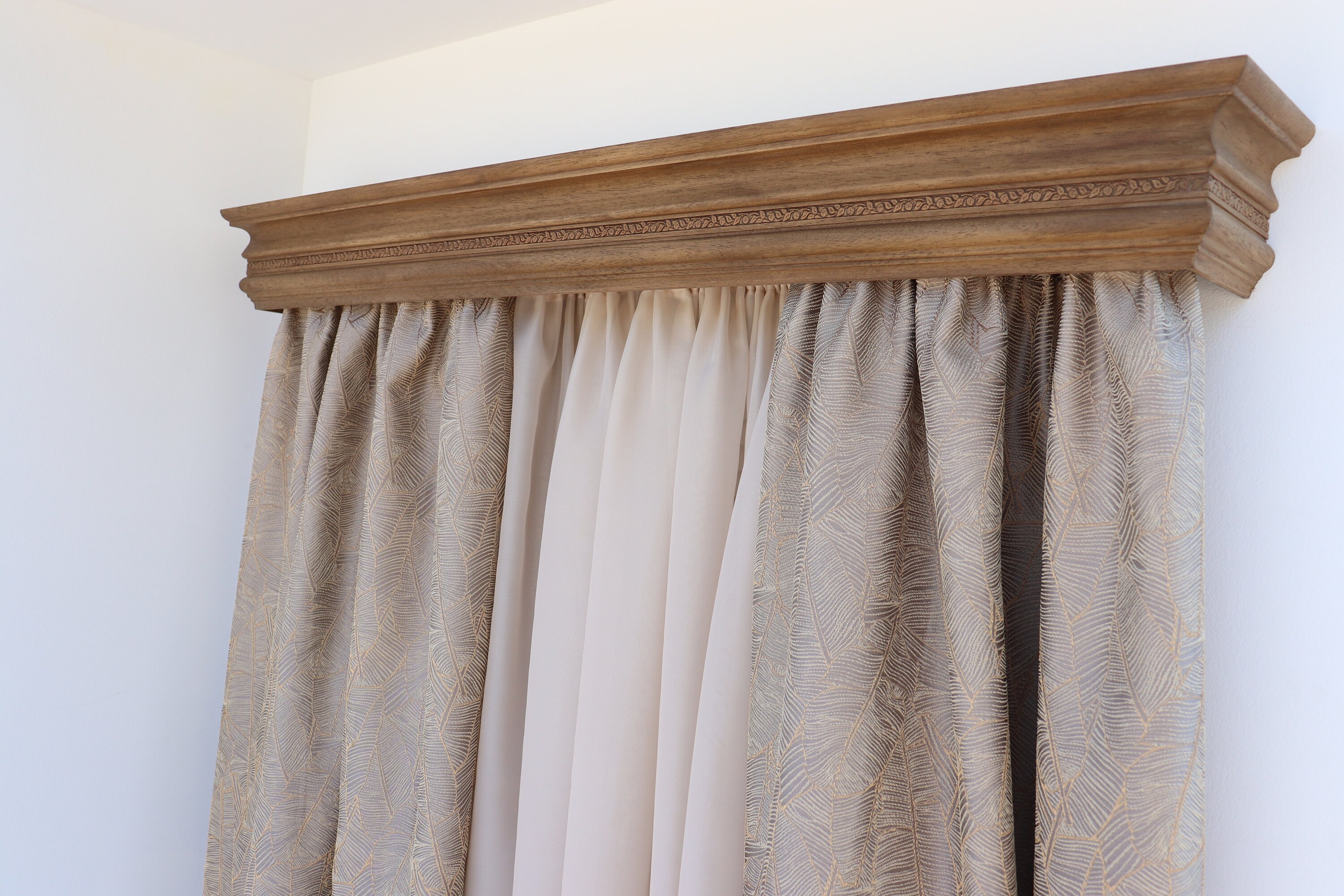 Double Window Cornice & Rail Wooden Window Valance With Rail | Etsy ...