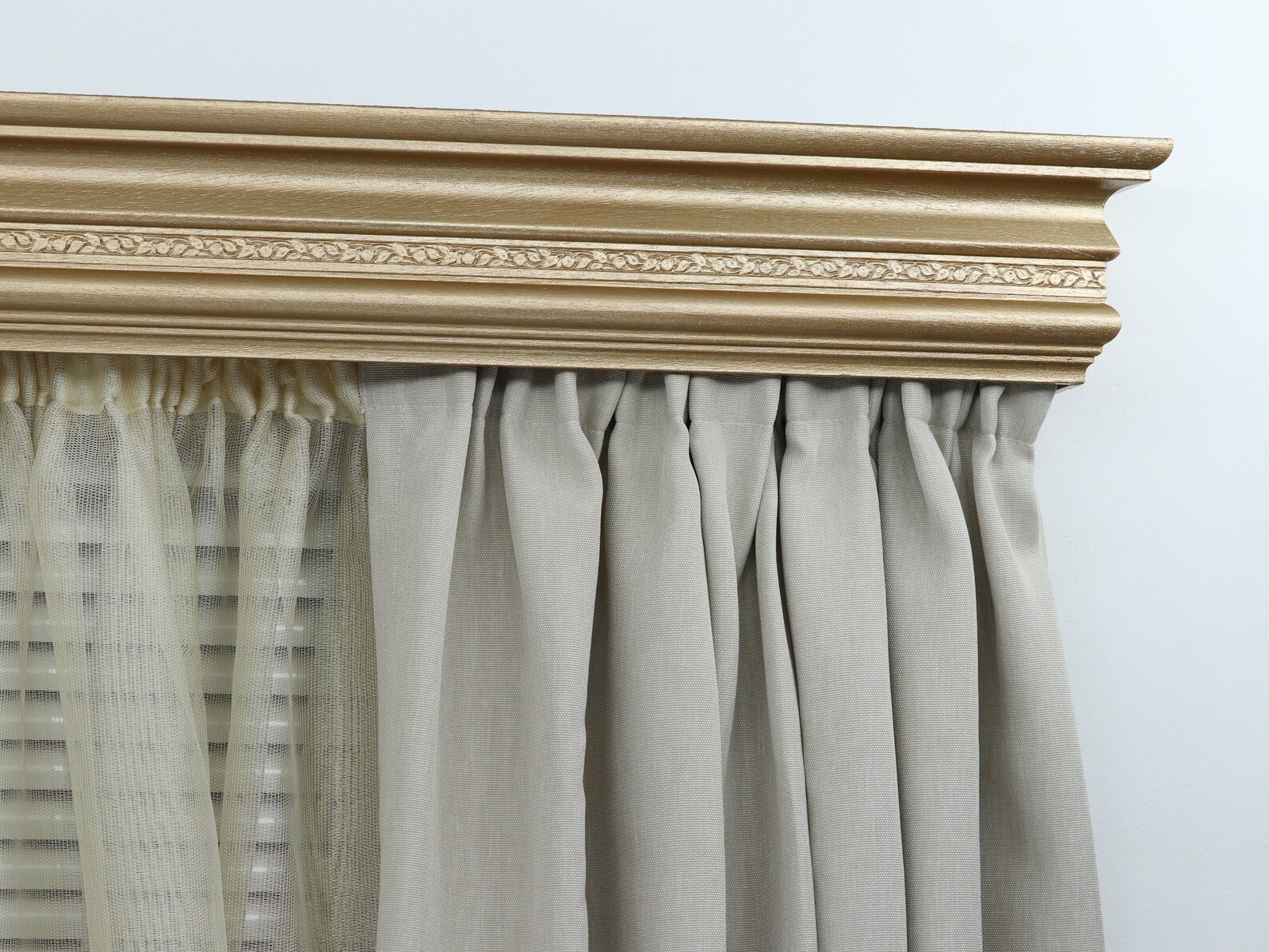 Double Window Cornice & Rail, Wooden Window Valance With Rail ...