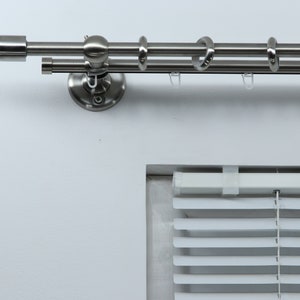 Double Curtain Rod & Rail for Window, Steel Rings and Hooks, Rollers ...