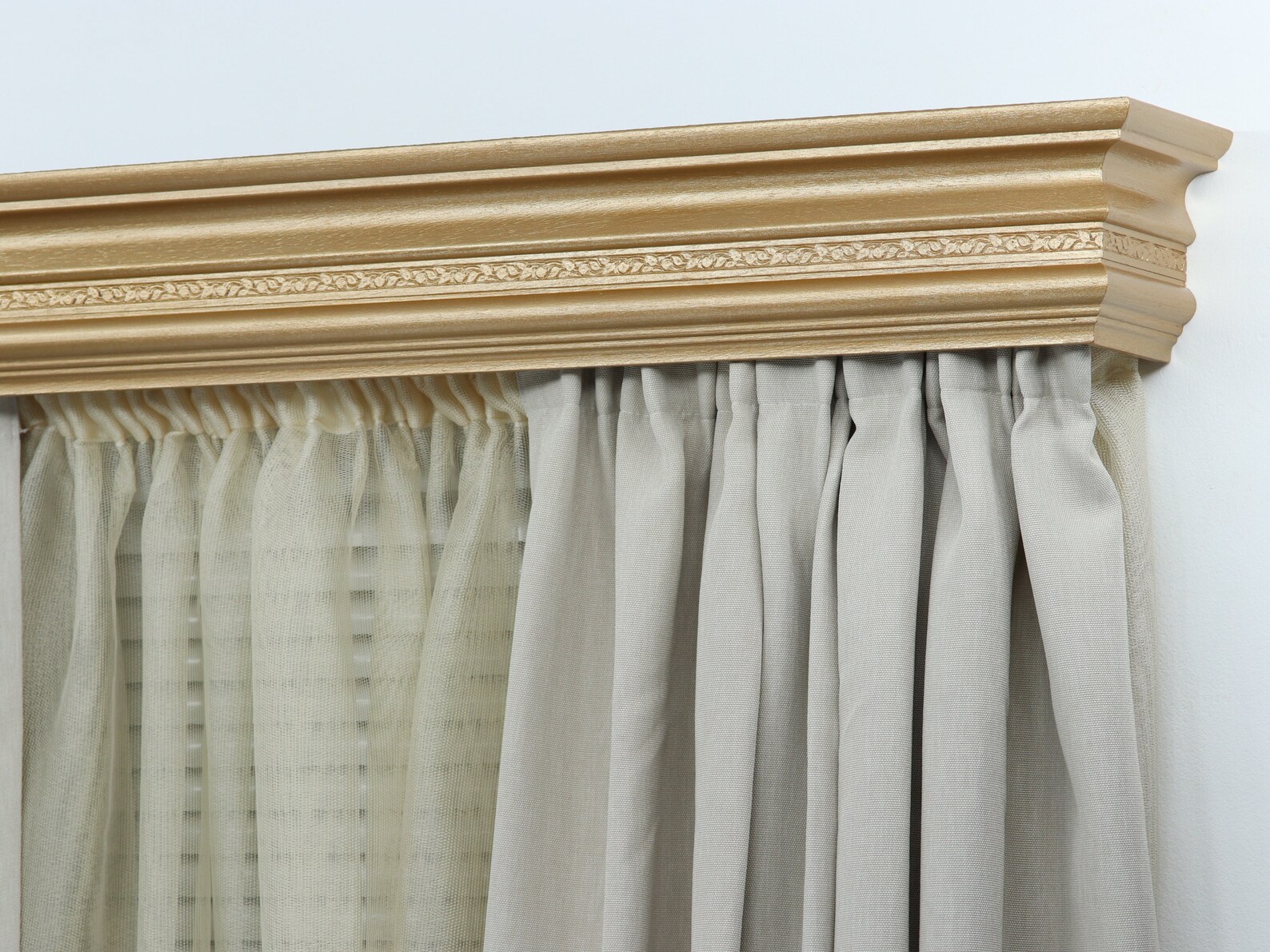 Double Window Cornice & Rail, Wooden Window Valance With Rail ...
