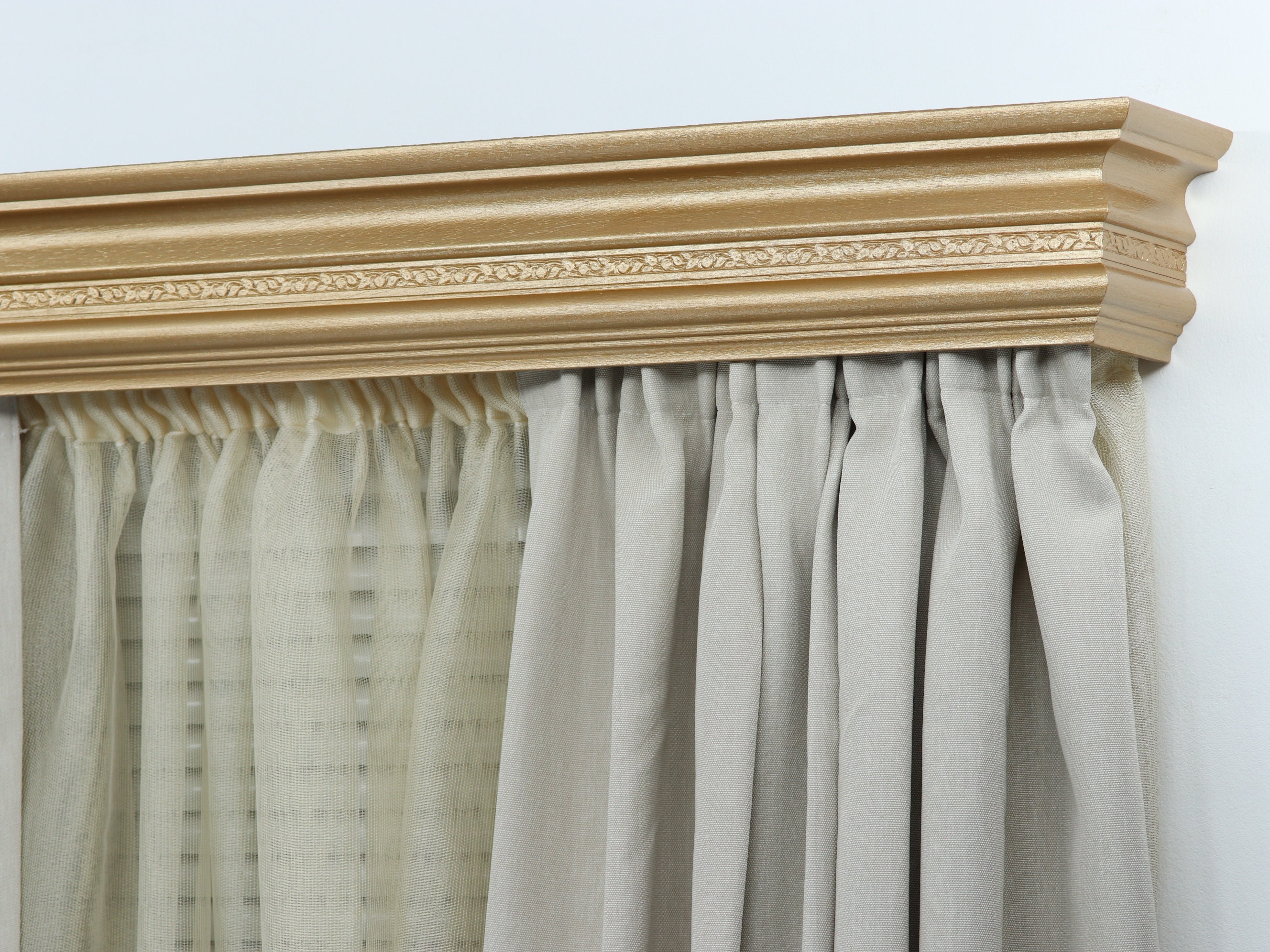 Double Window Cornice & Rail Wooden Window Valance With Rail - Etsy