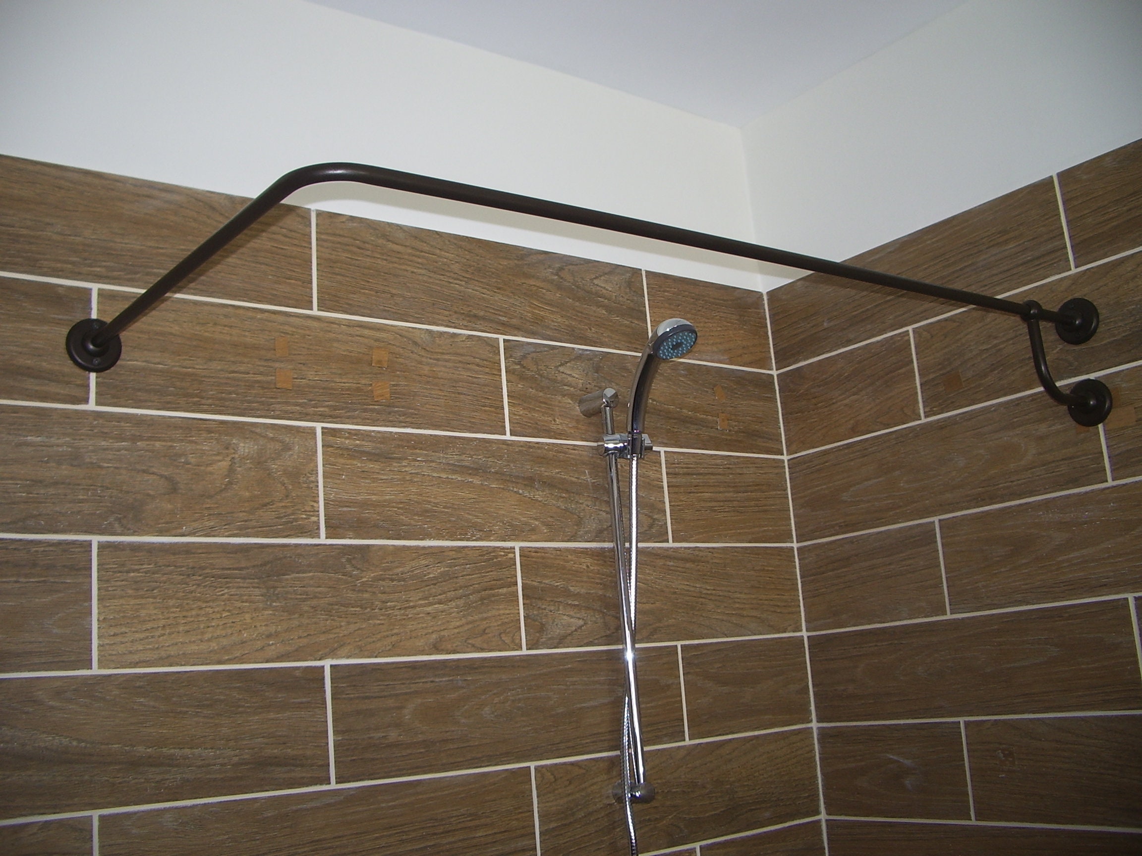 L Shaped Corner Shower Curtain Rod for Bathroom Fitting and - Etsy