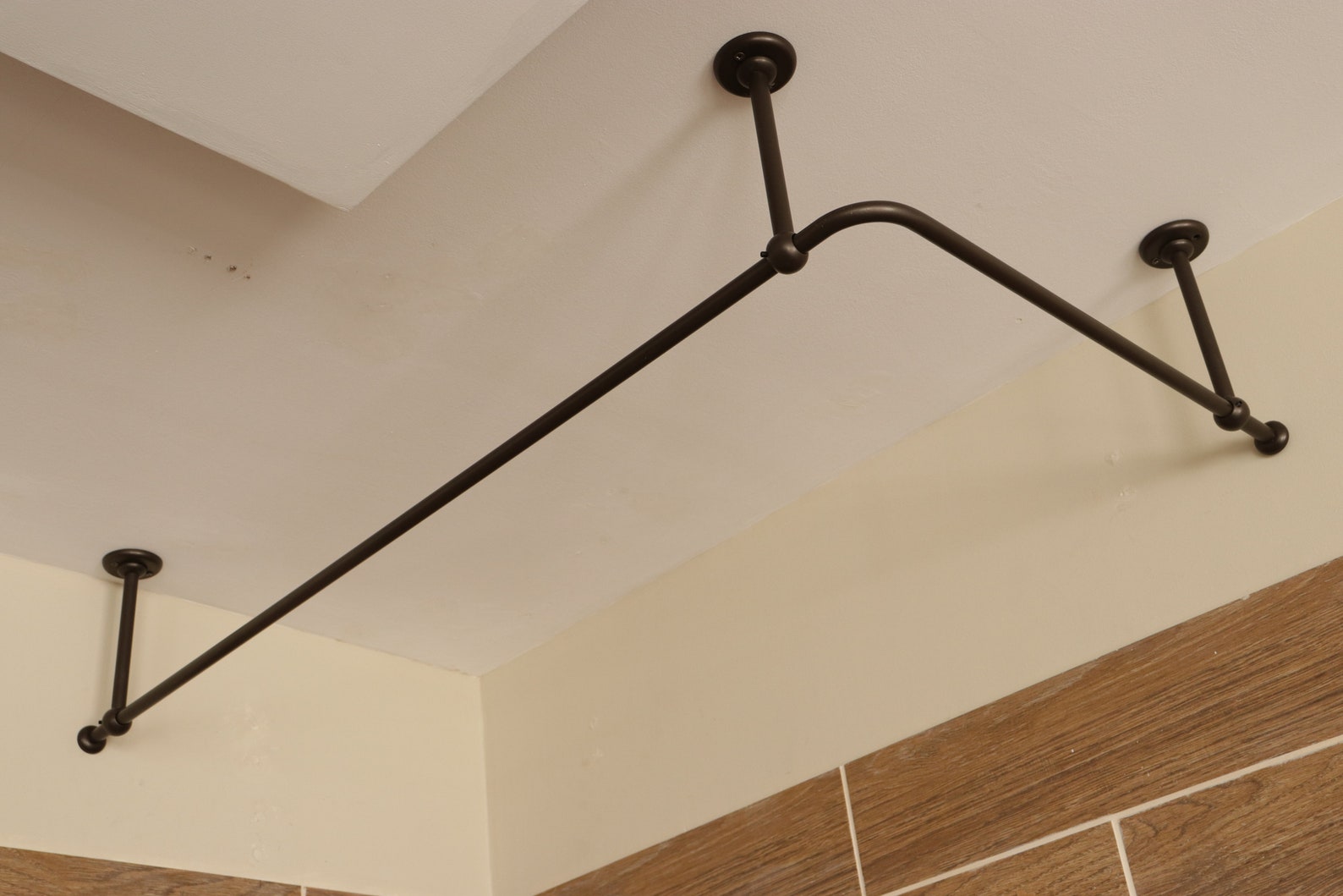 L Shaped Corner Shower Curtain Rod for Bathroom, Fitting and Dressing ...