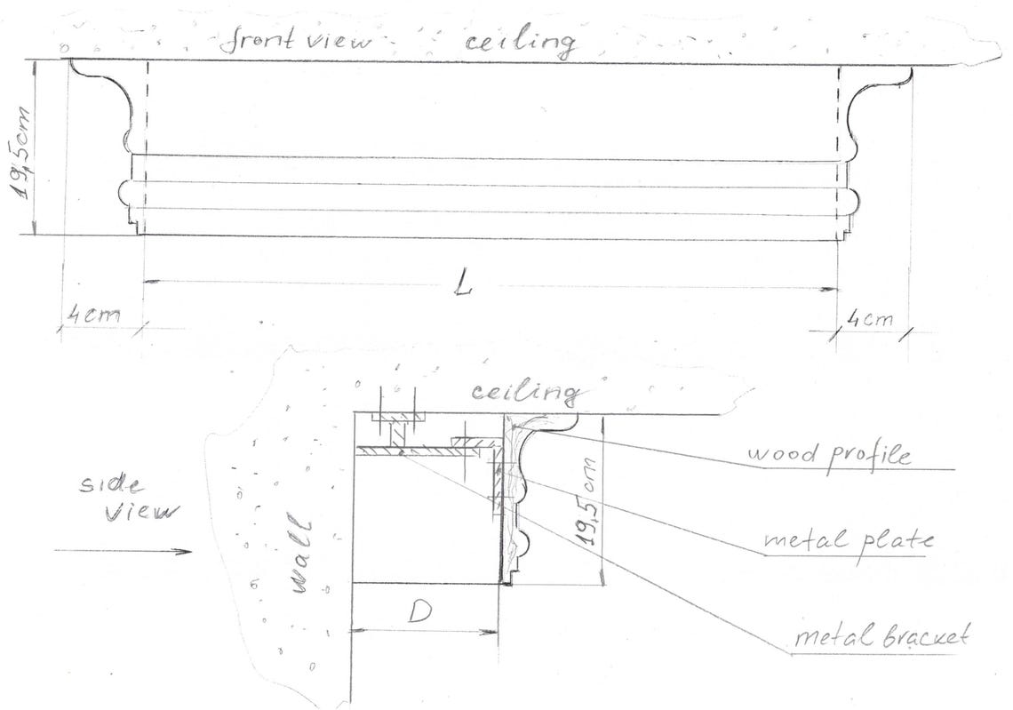 Window Valance, Cornice Board, Pelmet Box- Wooden Mod. 5- Flowers ...